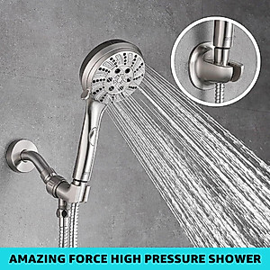 AMAZING FORCE Shower Head with Handheld, 6 Settings Showerhead High Pressure Powerful Water Spray Shower Head Set with 70 Inch Stainless Steel Hose and Bracket