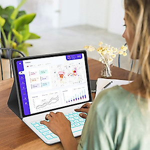 Samsung Galaxy Tab S7 FE/S8 Plus/S7 Plus Case with Keyboard 12.4 Inch - Smart Folio Case with S Pen Holder, 7 Colors Backlight Detachable Wireless Keyboard for Tab S7 FE 2021/S8+ 2022/S7+ 2020, Blue