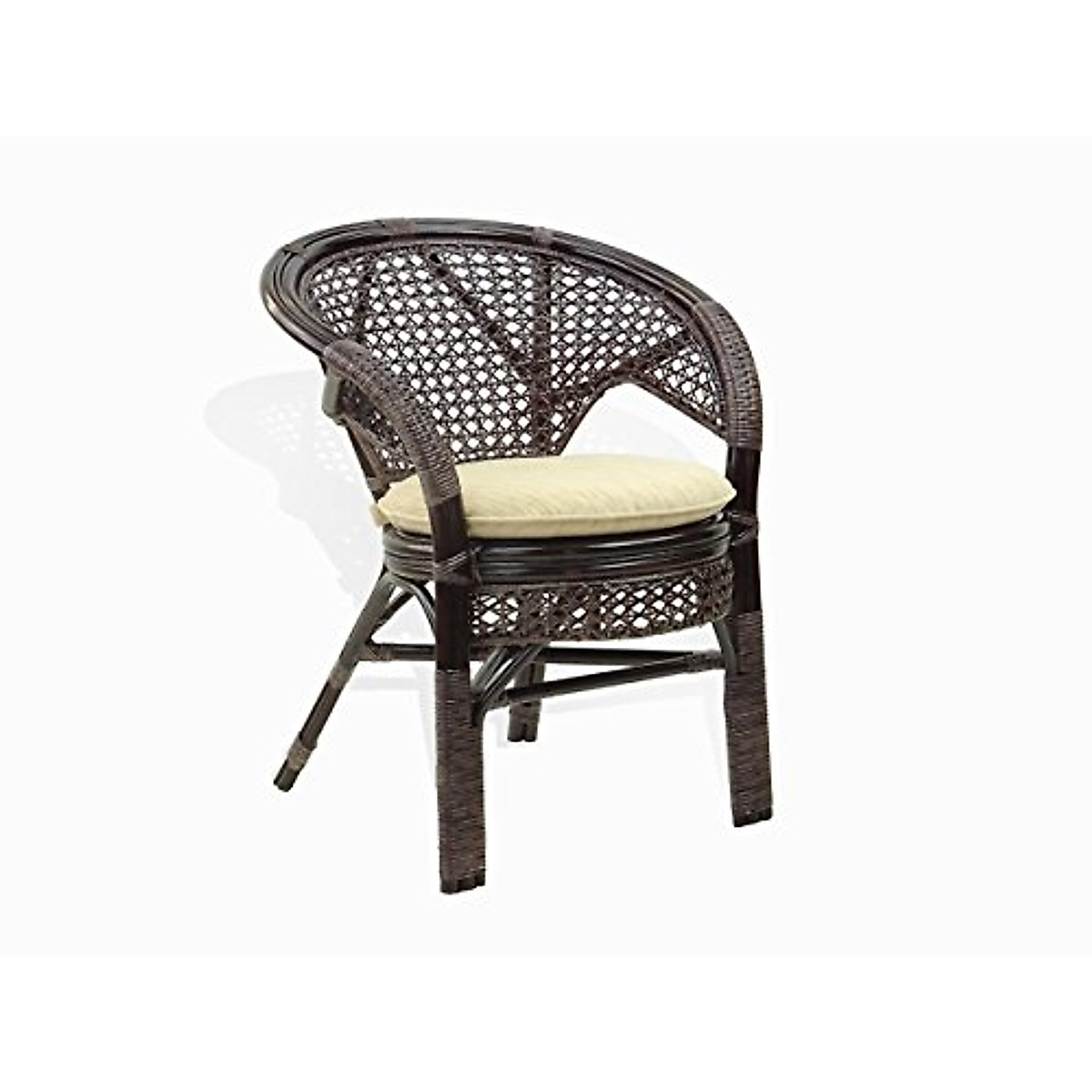 Wickerix Pelangi Handmade Rattan Dining Wicker Chair w/Cushion, Dark Brown