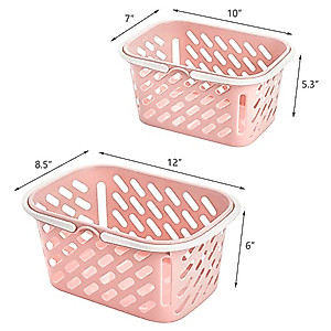 Hedume Set of 4 Plastic Organizer Storage Baskets with Handles, Portable Shower Caddy Basket, Portable Organizer Bins for Bathroom, Dorm, Kitchen, Bedroom
