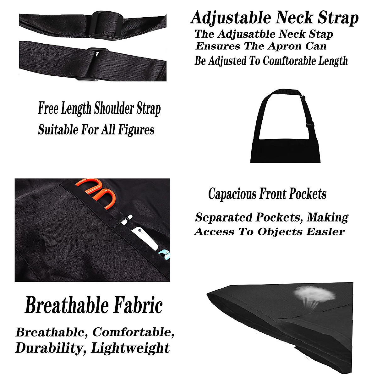 POTALKFREE Funny Aprons for Women with 2 Pockets, Queen of The Kitchen, Adjustable Bib Water Resistant Cooking Chef Apron, Gifts for Mom, Wife, Friends