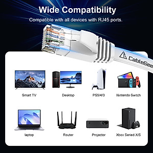 Cat 6 Ethernet Cable 1ft (6 Pack) (at a Cat5e Price but Higher Bandwidth) Flat Internet Network Cable - Cat6 Ethernet Patch Cable Short - White Cat6 Computer Cable with Snagless RJ45 Connectors