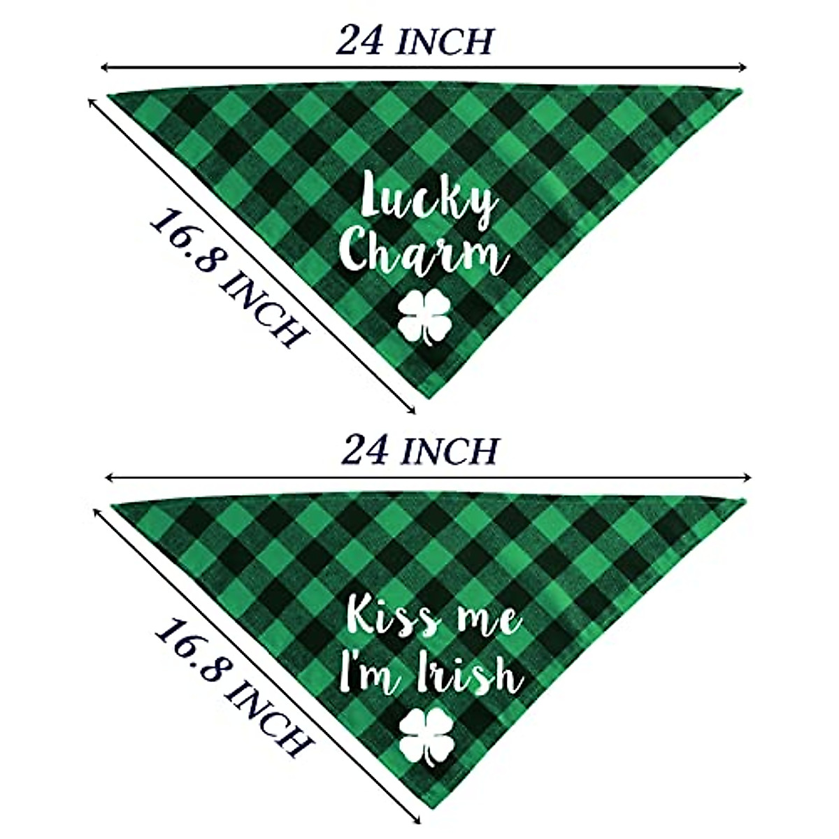 STMK 2 Pack St. Patrick's Day Dog Bandanas, Holiday Plaid Dog Puppy Bandana for Dog Puppy St. Patrick's Day Holiday Party Decorations