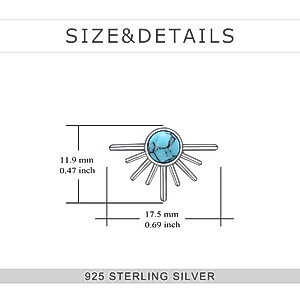 KQF Tiny Sun Stud Earrings for Women Moonstone Turquoise Opal Sterling Silver Earrings