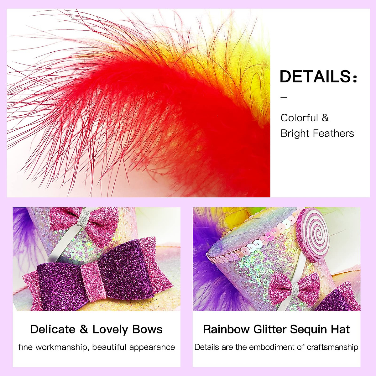 Bnikion Sweet Mini Top Hat Headband with Multicolor Feathers