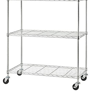 TRINITY Basics EcoStorage TBFZ-0933 5 Tier 36 x 18 x 76 Inch Adjustable Wire Shelving with Wheels for Home, Kitchen, Garage, or Business Use, Chrome