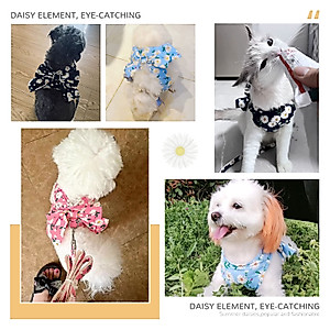 BAEJMJK Dog Harness and Leash Set with Bow Knot No Pull Pet Daisy Floral Harness with D-Ring Soft Mesh Dog Harness Vest Set Escape Proof Princess Puppy Harness for Small Girl Dogs Cats（Pink M）
