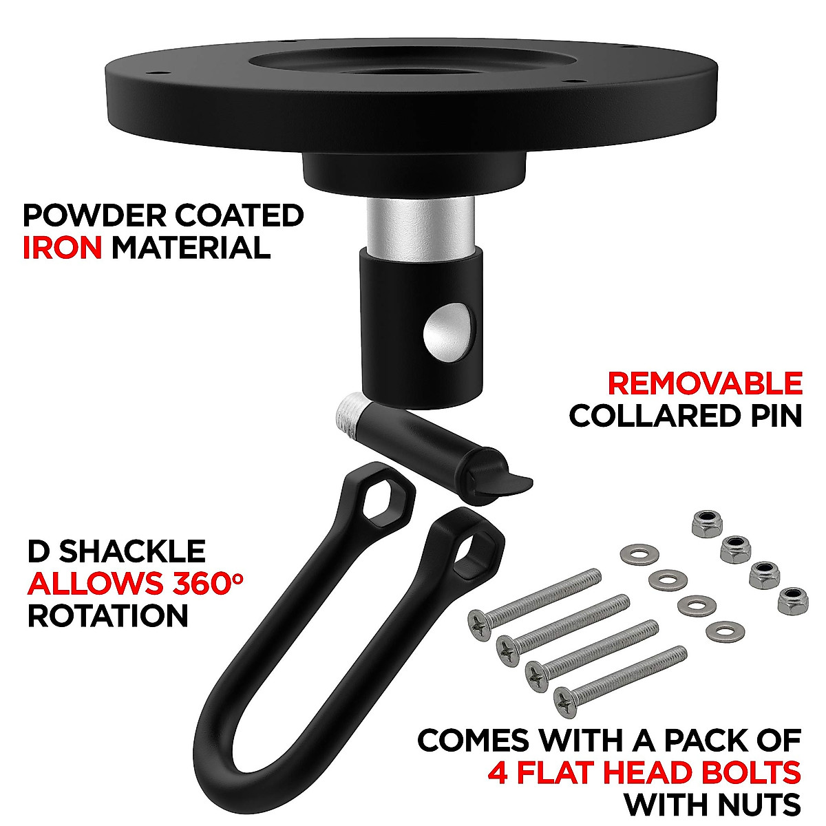 RDX Speed Bag Speedball Swivel, Heavy Duty 360 Multi Direction, Powder Coated Iron Mount Hook for Ceiling and Platform, Boxing Punching Training MMA Muay Thai Equipment Accessories Hanger with Screws