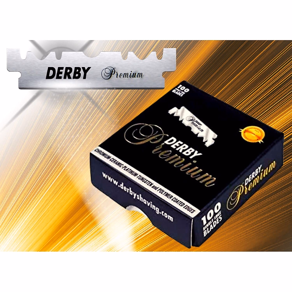 Derby Premium Single Edge Razor Blades, Razor Blades, Single Edge, Ultra Sharp, Chromium - Ceramic - Platinum - Tungsten and Polymer Coated Edges (2)