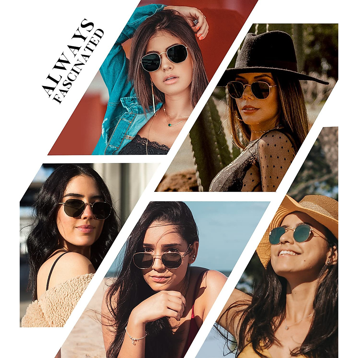 KALIYADI Sunglasses for Women and Men Polarized Hexagon Womens- Sunglasses Trendy Metal Frame UV Protection (Gold Frame Grey Lens)