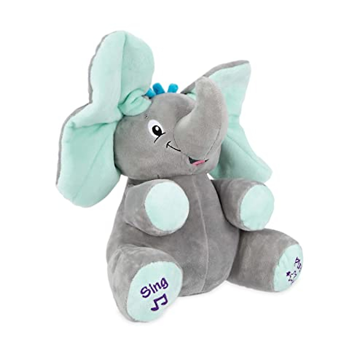 Nuby Peek a Boo Friends Animated Plush Toy with Music and Interactive Play, Baby Elephant