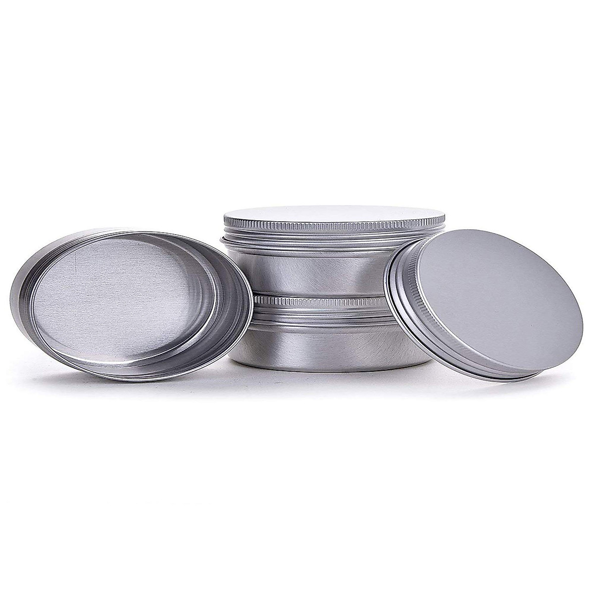 6 Ounce Aluminum Tin Jar Refillable Containers 180 ml Aluminum Screw Lid Round Tin Container Bottle for Cosmetic,Lip Balm, Cream, 12 Pack.