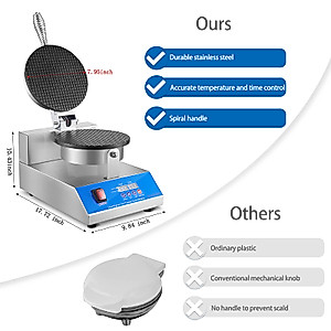 YOOYIST Ice Cream Cone Maker Dessert Taco Cone Waffle Cone Iron Machine Commercial LED Temperature Control Non Stick For Restauant Heavy Duty
