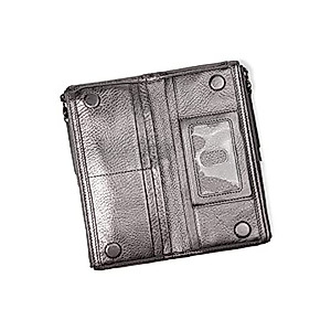 HOBO Keen Large Zip Top Wallet For Women - Leather Construction With Cotton Lining, Functional and Chic Wallet Anthracite One Size One Size