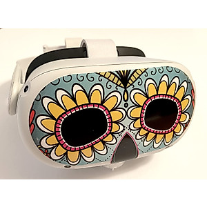 Sugar Skull (Green) Decal for Quest 2 VR Headset - Meta / Oculus - Glossy Vinyl Sticker