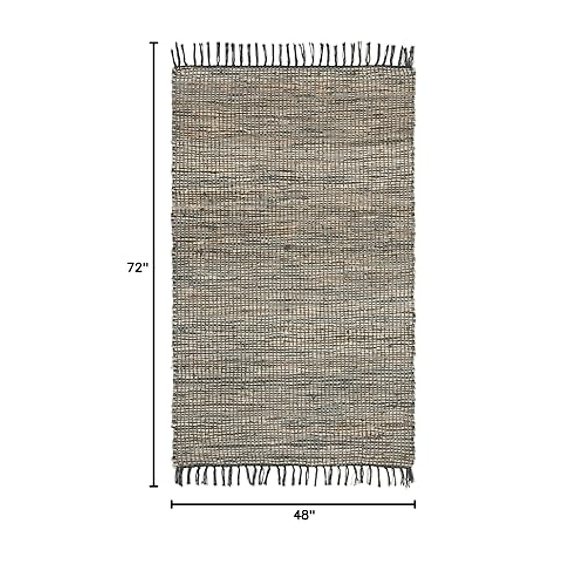 SAFAVIEH Vintage Leather Collection Accent Rug - 4' x 6', Grey, Handmade Boho Fringe Leather & Jute, Ideal for High Traffic Areas in Entryway, Living Room, Bedroom (VTL203F)
