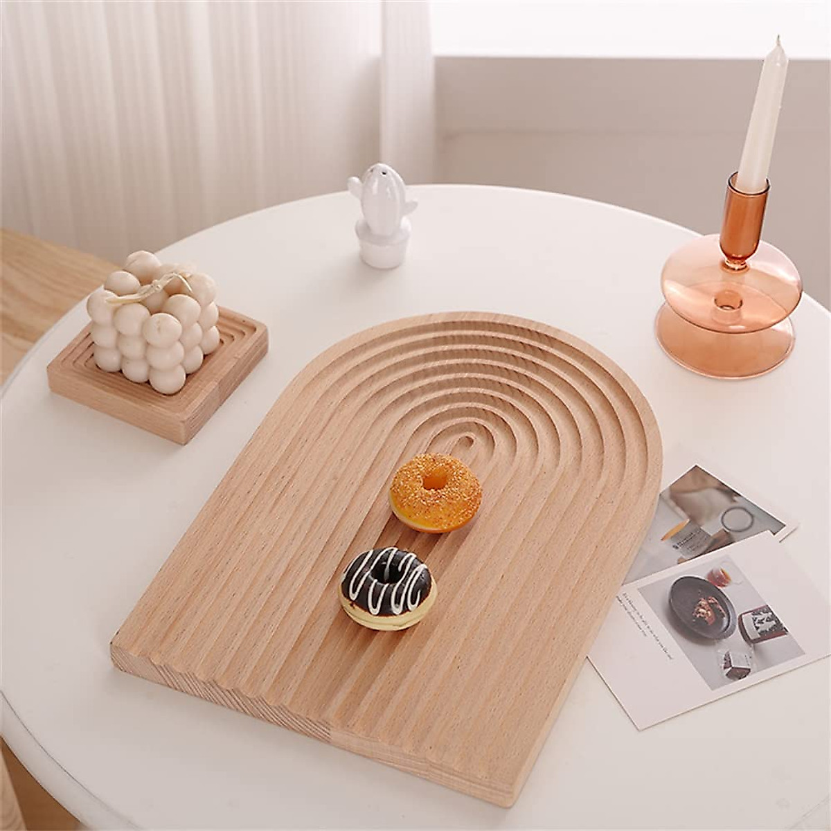 DOKOT Decorative Wood Charcuterie Board, Unique Serving Tray, Wooden Serving Board for Home, Kitchen Decor