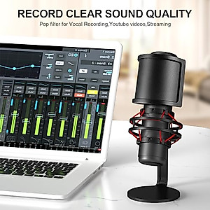 Pop Filter,Aokeo [Upgraded Three Layers] Metal Mesh & Foam & Etamine Layer Microphone Windscreen Cover Handheld Mic Shield Mask,Microphone Accessories for Vocal Recording,Youtube videos,Streaming