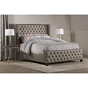 Atlin Designs Modern Faux Leather Upholstered King Panel Bed in Gray
