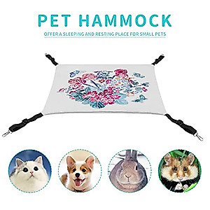 Floral Flowers and Butterfly Pet Hammock Bed Guinea Pig Cage Hammock Small Animal Hanging Bed for Ferret, Chinchilla, Puppy and Other Small Animals