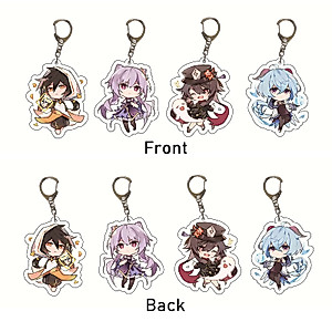 SUREHOME Genshin Impact Keychain set,29 Pack Acrylic Genshin Impact Figure Keychain Cute Feature Design Keyring Exquisite Anime Keychains Genshin Impact Merch Hu tao Ganyu Venti Childe Klee