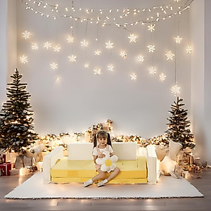 Ordicoeur Modular Kids Play Couch,12PCS Child Sectional Sofa, Climbing Couch Toddler Playroom Couch,Yellow&Beige Convertible Foam and Floor Play Sofa for Boys and Girls