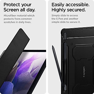 Spigen Rugged Armor Pro Designed for Galaxy Tab S7 FE 12.4" 2021 Case with S Pen Holder (2021) - Black