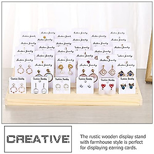 Garneck Earring Display Stand Wooden Business Card Holder Rustic Wood Earring Card Display Organizer Table Jewelry Ring Showcase Rack for Shows Selling Retail