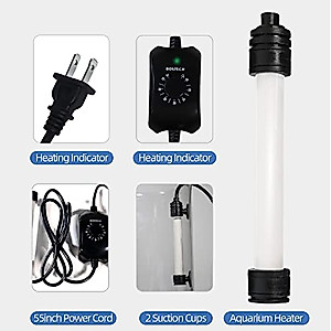 boxtech Aquarium Heater 50W, Submersible Fish Tank Thermostat Proof Explosion and Auto Digital Control, with Heat-Resistant Quartz Made for 5-15 Gallon