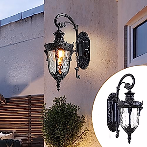 Bazargame Outdoor Wall Lantern,Outdoor Lighting Lantern Lamp,Dusk to Dawn Sensor Outdoor Wall Sconce,for Courtyard Garden House Garage Entrance