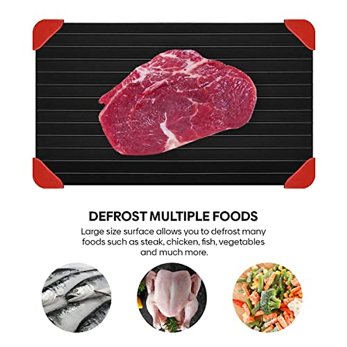 Skyytel Defrosting Tray for Frozen Meat - Fast and Easy Way of Thawing Food - Natural Heating Defrosting Plate Board - Large Size Thawing Plate - Includes Pack of 8 Pieces