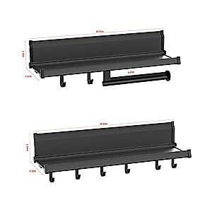 WGONEEDESS Floating Shelves Wall Mounted,2 pcs 16.5 Inch Rustic Aluminum Bathroom Shelves,Black Towel Rack for Bedroom, Living Room, Kitchen, Office(2 Pcs)