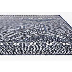 Momeni Riviera Transitional Indoor/Outdoor Area Rug, Navy, 6'6" X 9'