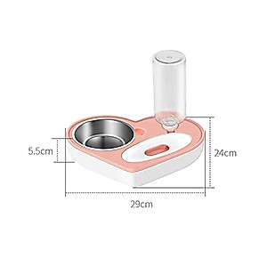 FUUIE Bowls for Food and Water Heart Pet Bowl for Water and Food Dual Use Cat Bowl Automatic Water Feeding Bowl Creative Dog Food Bowl Stainless Steel (Color : Blue)