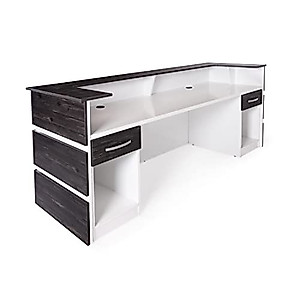 Casa Mare 87" Wood Office Reception Desk Counter & Drawers w/Telescopic Rails & Chrome Handles | Cable Grommet Holes | Option to Add Logo | Front Table Furniture Nail Hair Beauty Salon Spa Restaurant