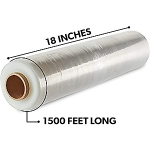 18"x 1200 FT Roll 80 Gauge Thick, 4 Pack. Industrial Stretch wrap for Moving plastic wrap Skid wrap shrink wrap, Pallet Shrink Film Ideal for Furniture, Boxes, Pallets (Clear)