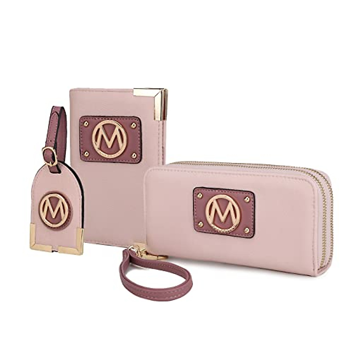 MKF Collection Women's Travel Gift 3 Piece Set - Wristlet Wallet -Passport Holder - Luggage Name Hang Tag