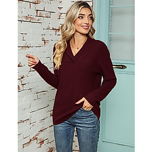 Ivicoer Collared Sweaters for Women V Neck Pullover Ladies Knitted Long Sleeve Tops Casual Fall Winter Polo Trendy