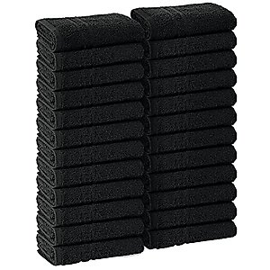 STF LINEN Hand Towels – (Pack of 24) Black Salon Towels - 100% Cotton Spa Towels – 16x27 inches Highly Absorbable Facial Towels Gym Towels Hair Towels and Face Towels Bulk Small Towels