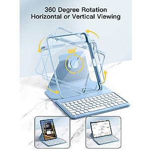 Laetass 360 Rotatable Keyboard Cover for iPad 10th Generation 10.9 inch 2022,Full Wrap Back Stand Shell Design with Magnetic Detachable Cute Round Keyboard and Built-in Capacitive Pen Slot. (Yellow)