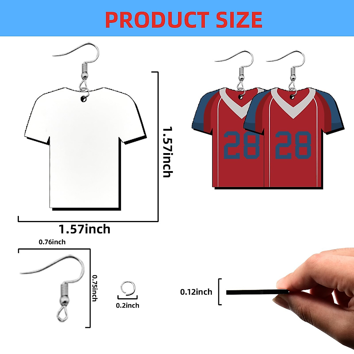 24 PCS Sublimation Earring Wooden Blanks Bulk MDF for Sublimation Football Earrings Double-Sided with Earring Hooks and Jump Rings DIY Sublimation Earrings Kit (Football, Football Shirt, Helmet)