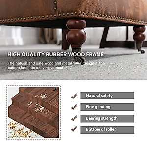 Nrizc Tufted Club Chair, Living Room Accent Chairs, Mid Century Modern Arm Chairs with Studded, Solid Wood Frame, for Living Room, Bedroom, Reading, or Office, Brown