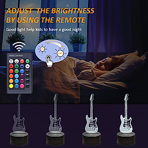 Guitar Gifts, Guitar 3D Night Light Illusion Lamp for Kids, Guitar Lover Gifts from Age 2 3 4 5 6+ Years for Girls Boys Men Women - 16 Colors Changing with Remote Control