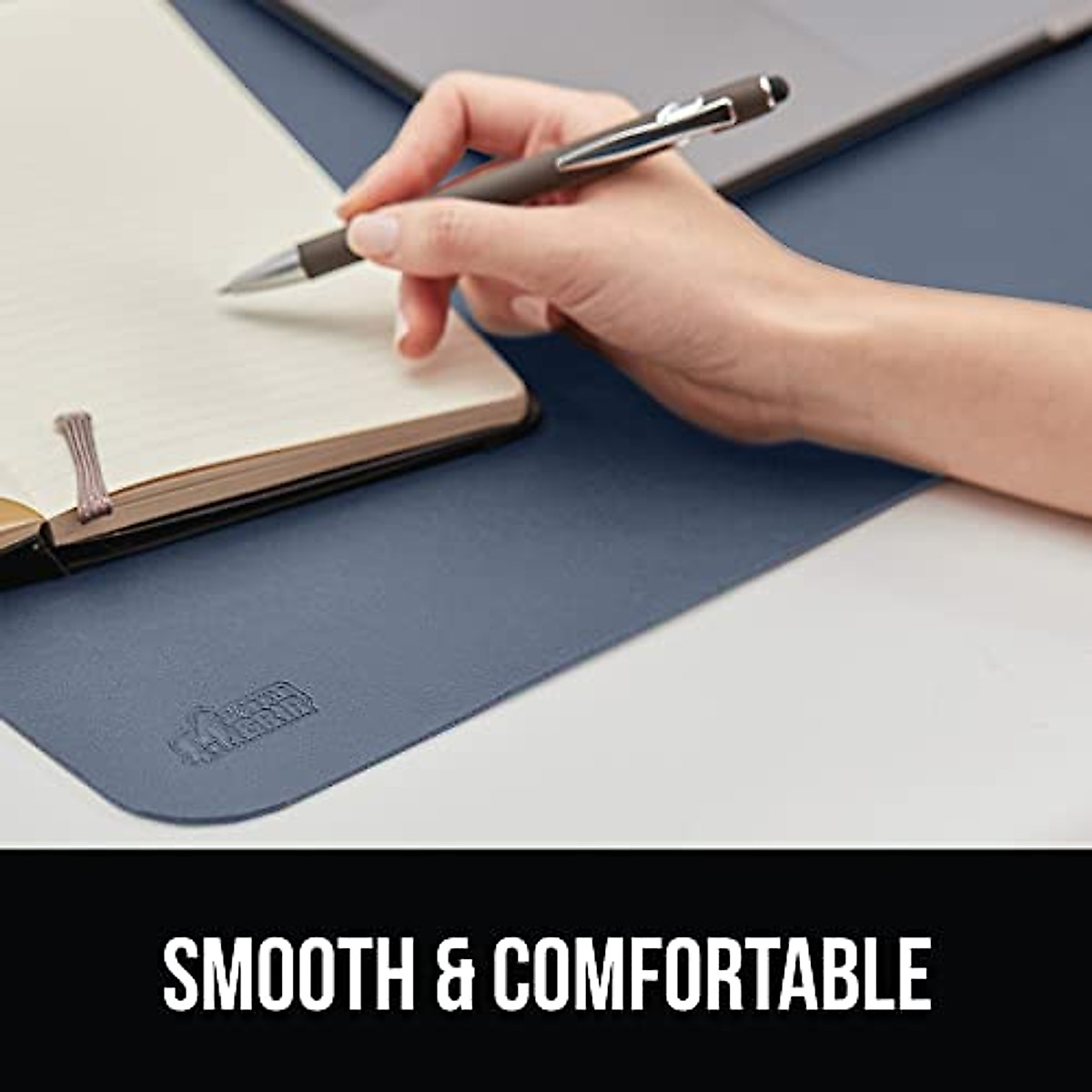 GORILLA GRIP Desk Mat, Non Slip and Heat Resistant Mouse Pad, Soft PU Leather Pads, Dual Sided Blotter, Desktop Protector Cover for Home Office Keyboard Laptop Computer and Writing 23.6x13.7 Navy Blue