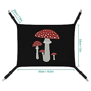 Mushrooms Red Art Pet Hammock Comfortable Adjustable Hanging Bed for Small Animals Dogs Cats Hamster