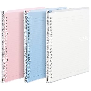 Kokuyo Campus Smart Ring Binders 3 Pack, A5 Light Colors Binder Notebooks, Up to 25 Sheets 20 Holes Slim Binder Folder with 10 Campus Sarasara Loose-leaf Paper Each for Study and Journal, Japan Import
