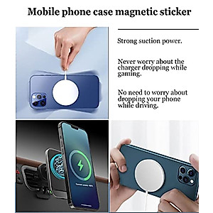 2pcs Mgesafe Magnet Sticker, Magnetic Phone case Sticker, Compatible with MagSafe Accessories and Qi Wireless Charger, Suitable for All Smart Phones and iPhone Series (Black)