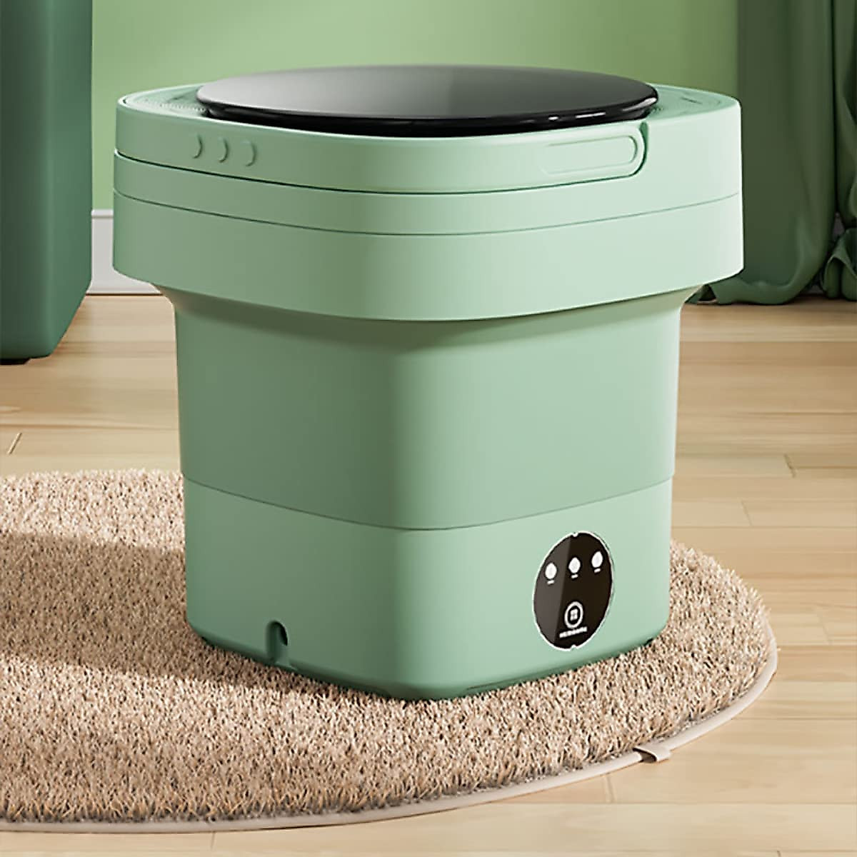 6.5L Folding Washing Machine，Mini 3 Modes Deep Cleaning Portable Clothes Washer and Dryer with Touch Screen and Drain Basket for Camping,Socks,Baby Clothes