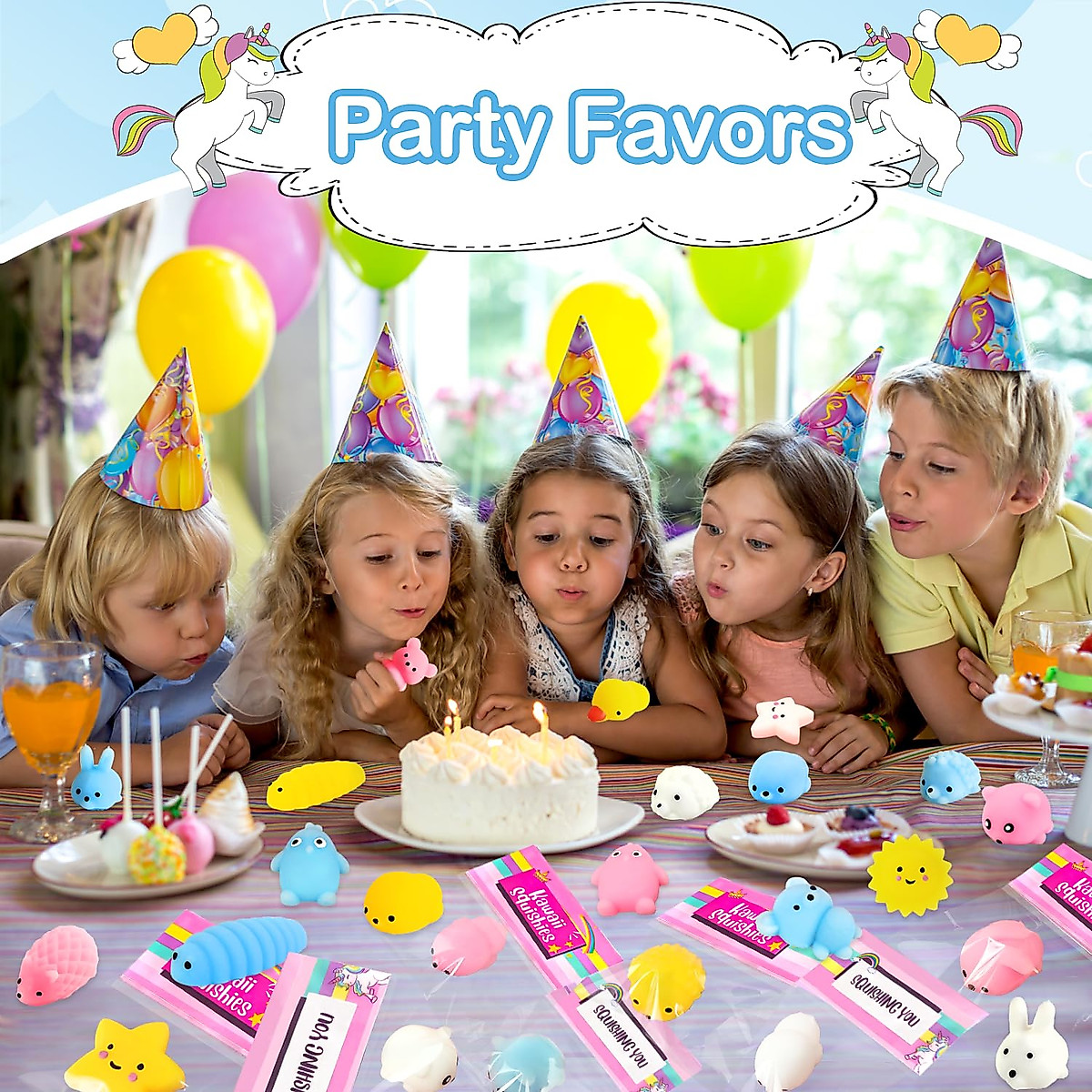 Kannove Mini Kawaii Mochi Squishy Party Favors Toys for Toddlers (24 Pack), Kids Goodie Bag Stuffers Fillers, Small Classroom Treats Prizes Gifts for Boys Girls