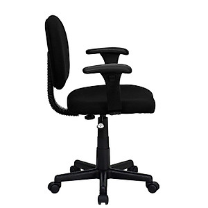 Flash Furniture Mid-Back Black Fabric Swivel Task Office Chair with Adjustable Arms